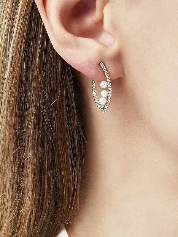 Yoko London 18kt Yellow Akoya Pearl And Diamond Earrings