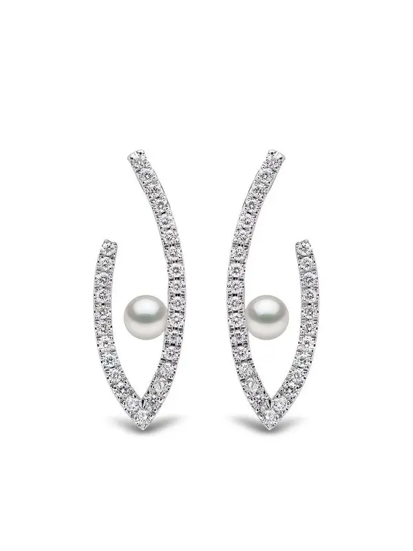 Yoko London 18kt White Gold Akoya Pearl And Diamond Earrings - Silver