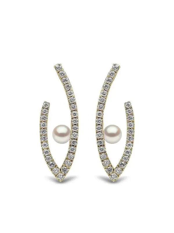 Yoko London 18kt Yellow Akoya Pearl And Diamond Earrings - Gold