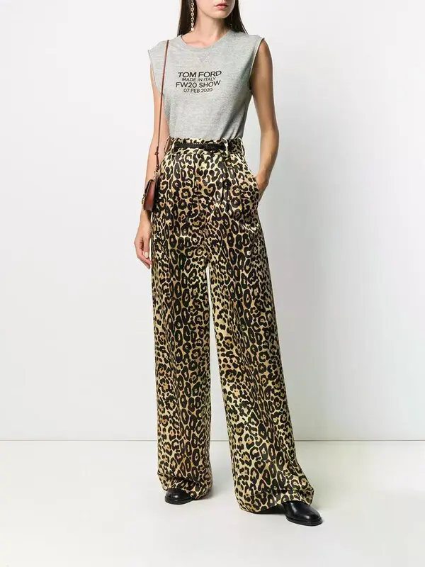 TOM FORD Leopard Print Wide-leg Trousers - Neutrals
