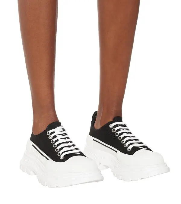 Alexander McQueen Tread Slick Canvas Platform Sneakers - Black
