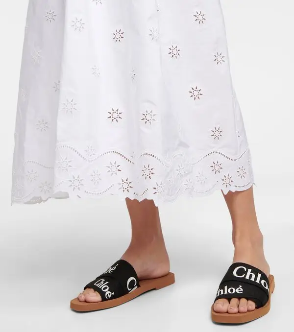 Chloé Woody Canvas Slides - Black