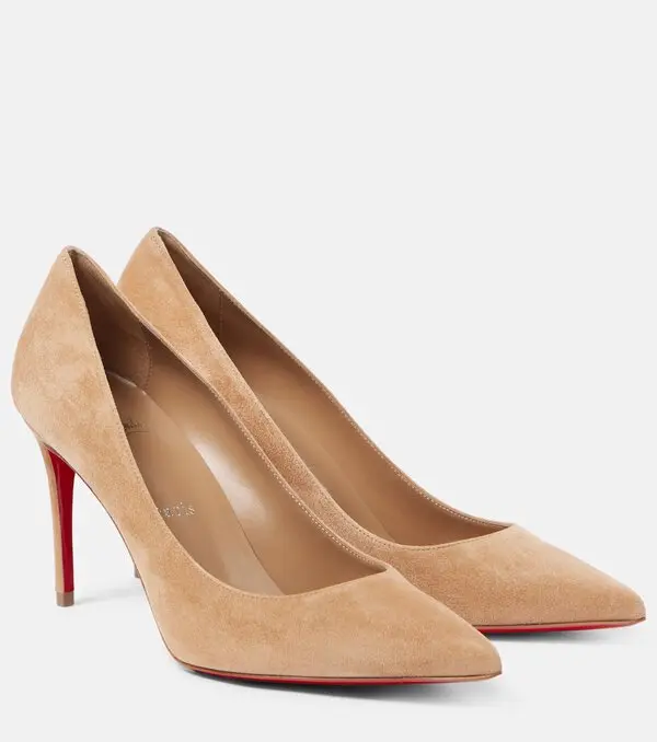 CHRISTIAN LOUBOUTIN Kate 85 Suede Pumps - Beige