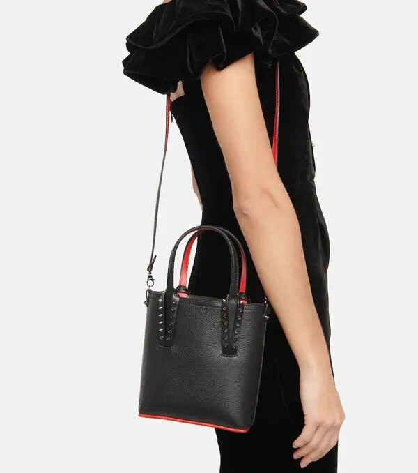 CHRISTIAN LOUBOUTIN Cabata Mini Leather Tote With Stud Embellishments - Black