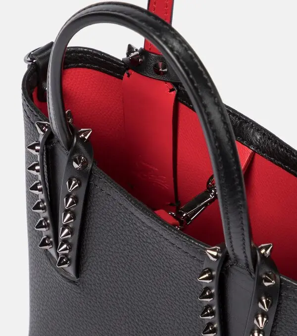 CHRISTIAN LOUBOUTIN Cabata Mini Leather Tote With Stud Embellishments - Black