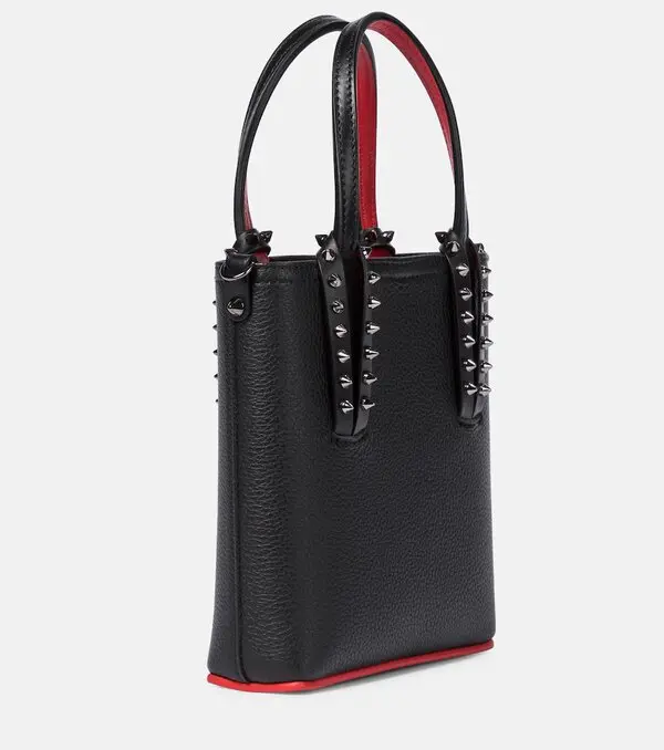CHRISTIAN LOUBOUTIN Cabata Mini Leather Tote With Stud Embellishments - Black