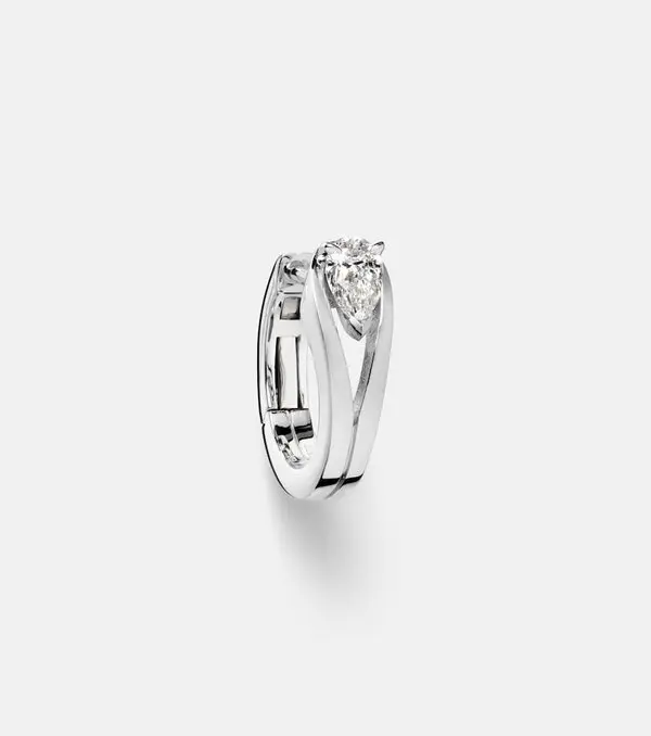 REPOSSI Serti Inversé Xs 18kt White Gold Single Earring With Diamond - Silver