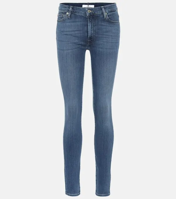 7 For All Mankind Slim Illusion Luxe High-rise Skinny Jeans - Blue