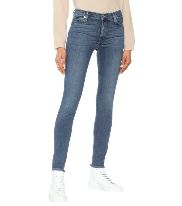 7 For All Mankind Slim Illusion Luxe High-rise Skinny Jeans - Blue