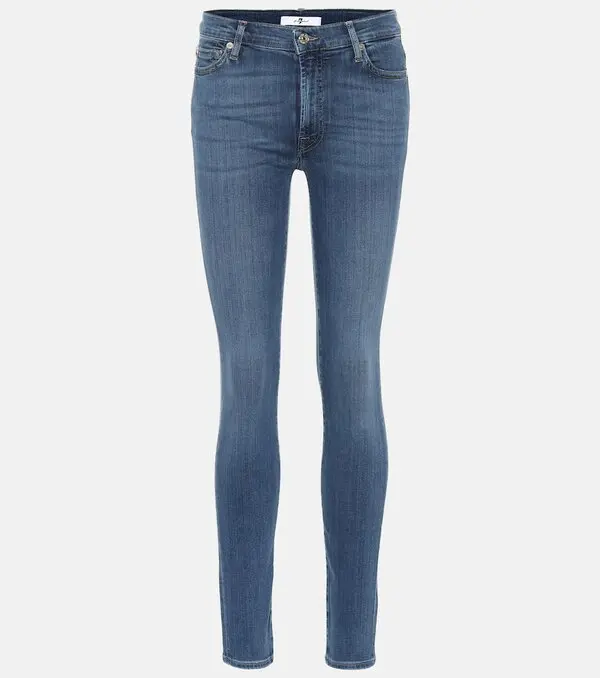 7 For All Mankind Slim Illusion Luxe High-rise Skinny Jeans - Blue
