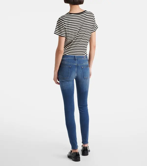 7 For All Mankind Slim Illusion Luxe High-rise Skinny Jeans - Blue