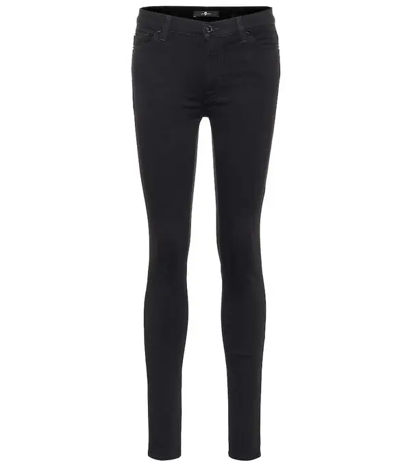 7 For All Mankind Slim Illusion High-rise Skinny Jeans - Black