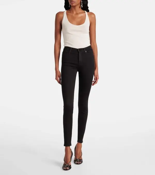7 For All Mankind Slim Illusion High-rise Skinny Jeans - Black