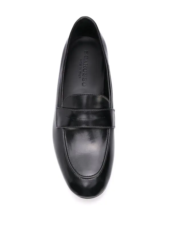 SCAROSSO Valeria Almond Toe Loafers - Black