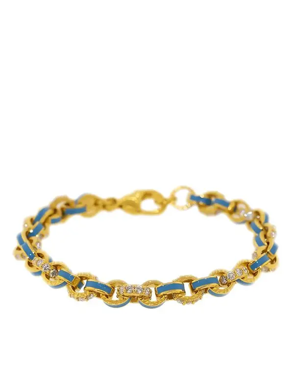 BUDDHA MAMA 20kt Yellow Enamel And Diamond Link Bracelet - Gold