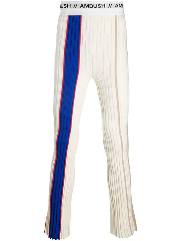 AMBUSH Logo Band Ribbed Trousers - White