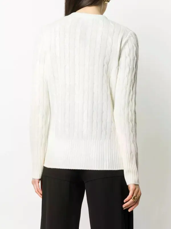 N.peal V-neck Cable-knit Cardigan - Neutrals