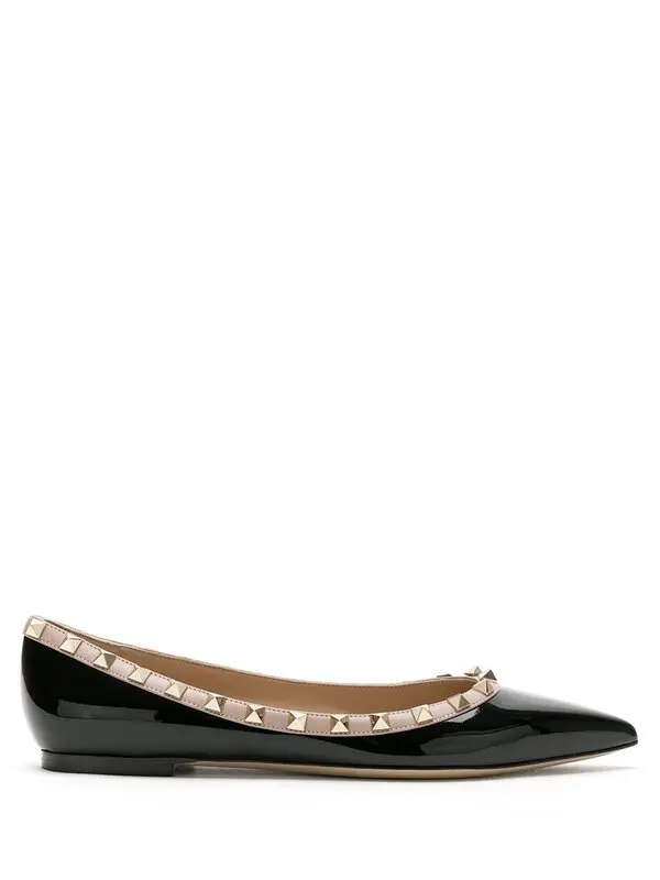 Valentino Garavani Rockstud Patent Leather Ballet Flats - Black