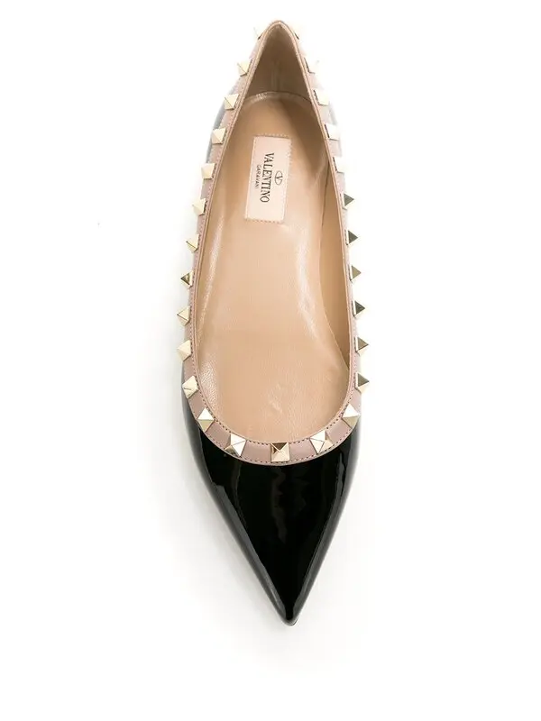 Valentino Garavani Rockstud Patent Leather Ballet Flats - Black