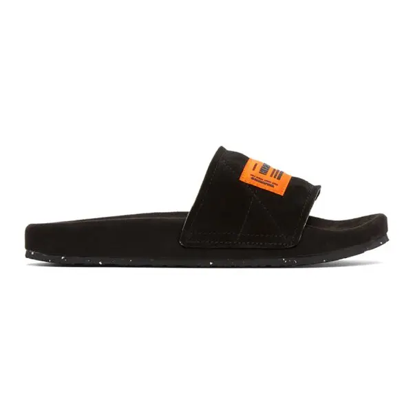 Heron Preston Black Slides with Orange Label Men main image 3