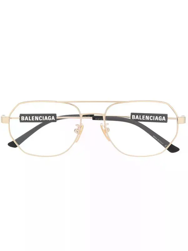 Balenciaga Logo Pilot Glasses - Black