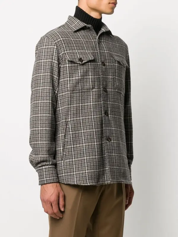 LARDINI Check Button-up Shirt Jacket