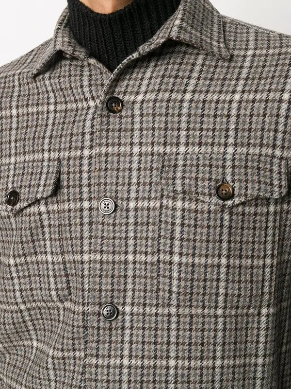 LARDINI Check Button-up Shirt Jacket