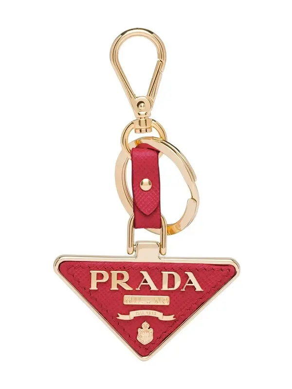 Prada Triangle-logo Keychain - Red