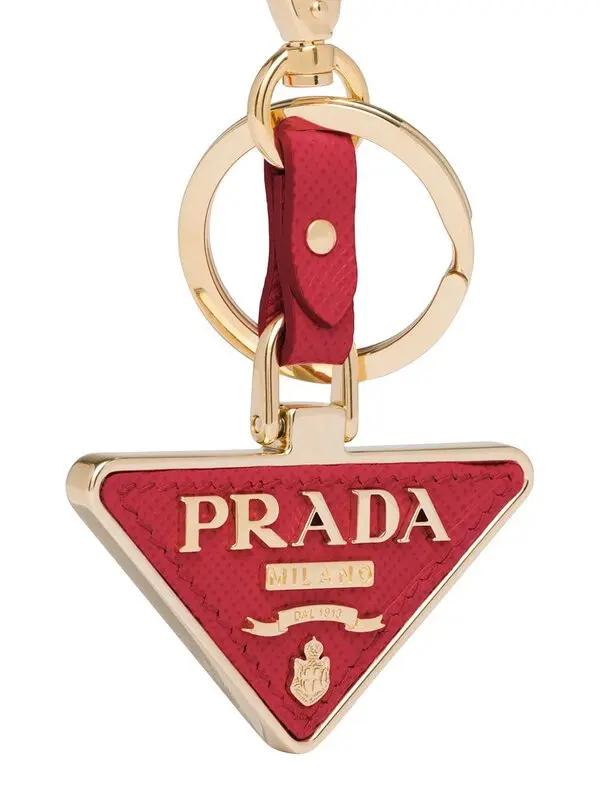 Prada Triangle-logo Keychain - Red