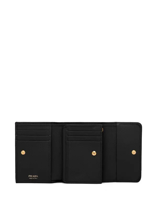 Prada Logo Plaque Wallet - Black