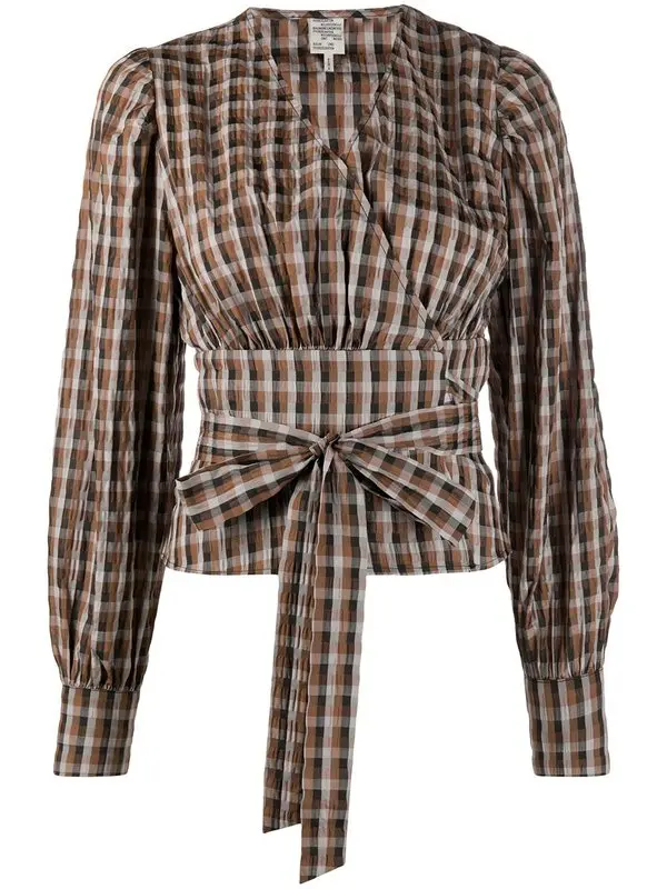 Baum Und Pferdgarten Gingham-print Wrap Blouse