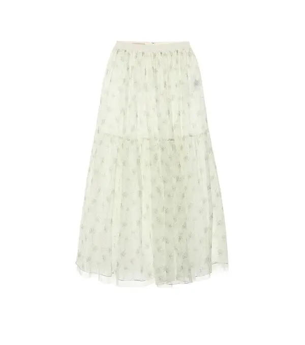 Brock Collection Roulette Floral Silk Midi Skirt