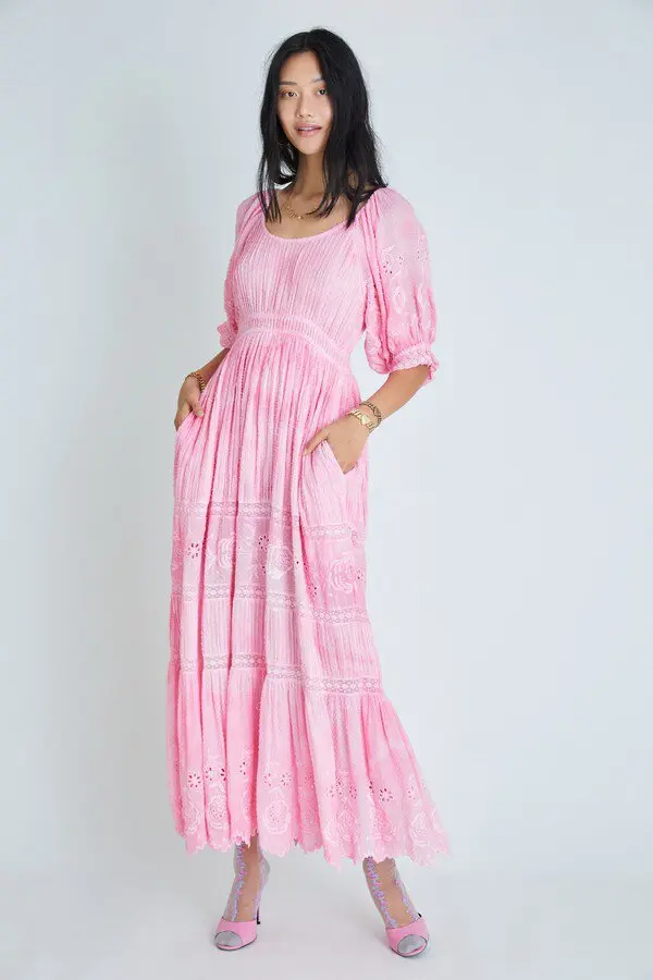 lupita pink dress Plus Size Lupita Chiffon Tiered Ruffle Dress