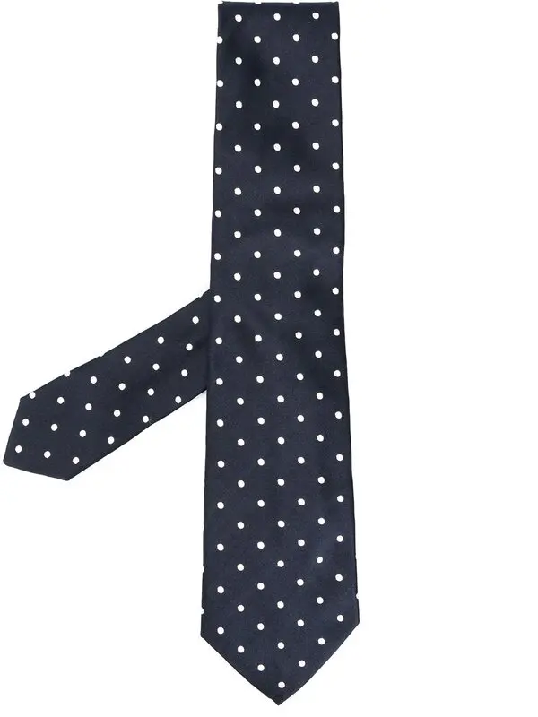Ralph Lauren Purple Label Polka-dot Silk Neck Tie - Blue