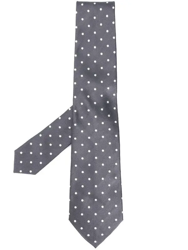 Ralph Lauren Purple Label Polka-dot Silk Neck Tie - Grey