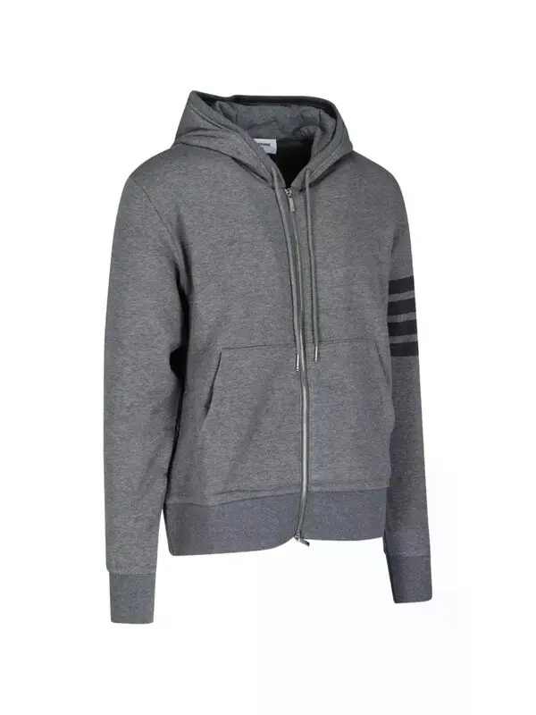 Thom Browne 4-bar Stripe Zip-up Hoodie - Grey