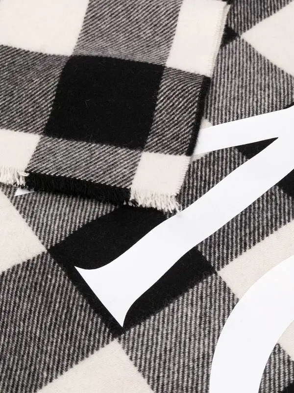 Moncler Logo Print Checked Scarf