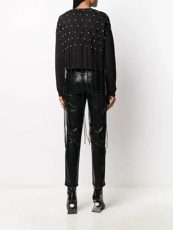 Philipp Plein Crystal-net Fringe Crop Top
