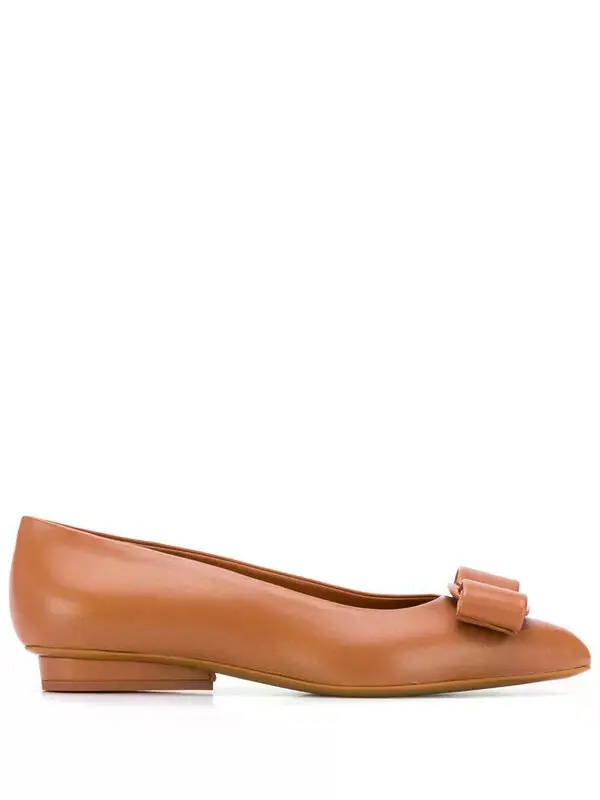 FERRAGAMO Vara Bow Flat Pumps - Brown