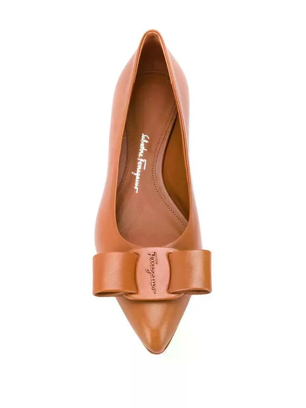 FERRAGAMO Vara Bow Flat Pumps - Brown