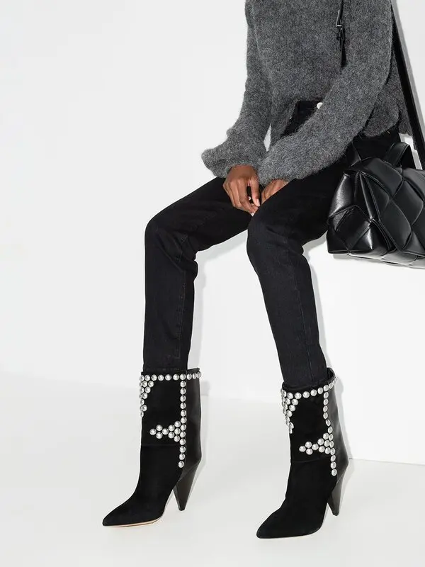 Isabel Marant Étoile Layo Stud-embellished Mid Calf Boots