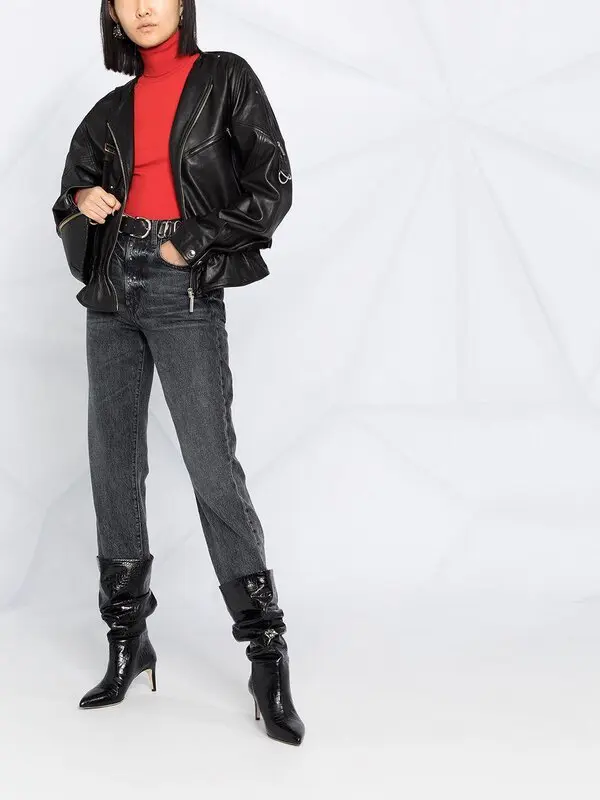 Alberta Ferretti Oversized Sheepskin Zip-up Jacket