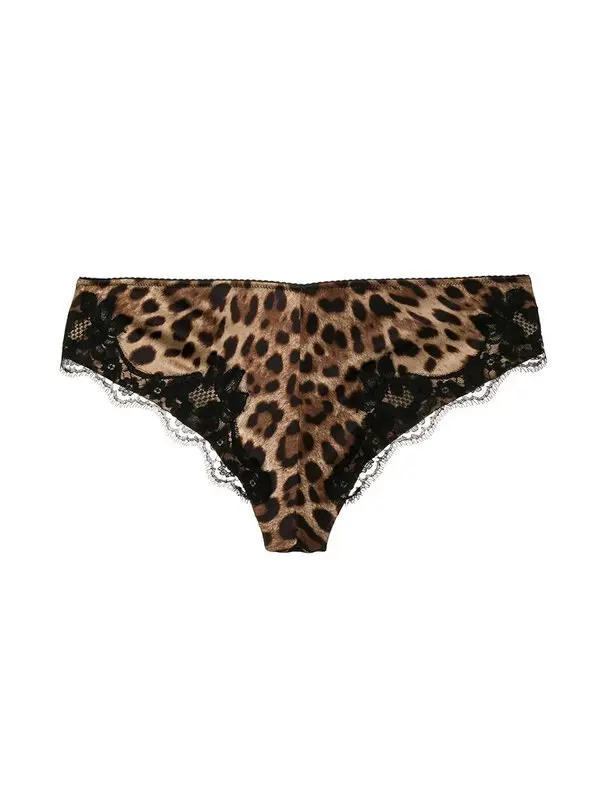 Dolce & Gabbana Leopard-print Satin Briefs - Brown