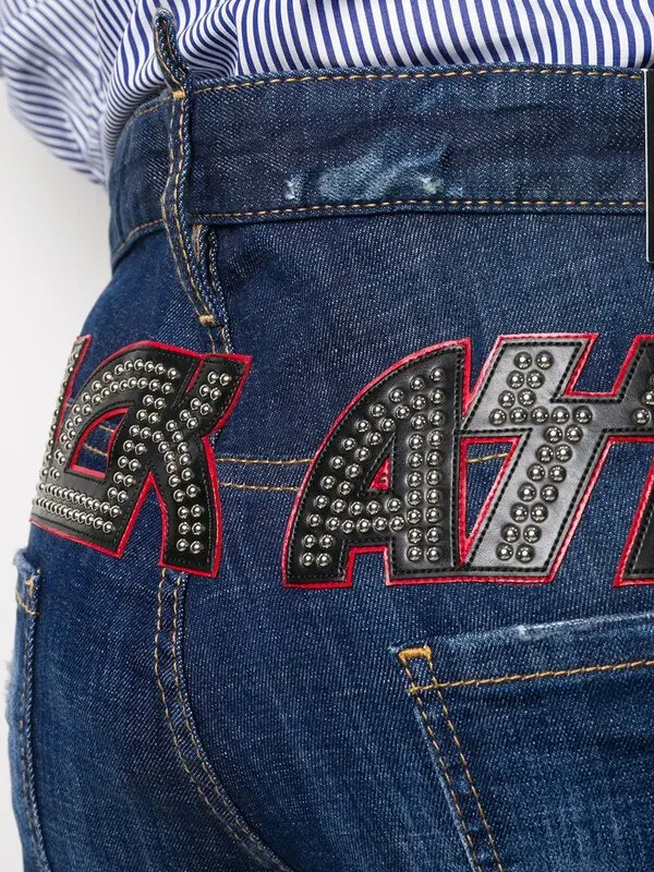 Dsquared2 Kiss Ass Distressed Slim Fit Jeans In Blue - 50% Off