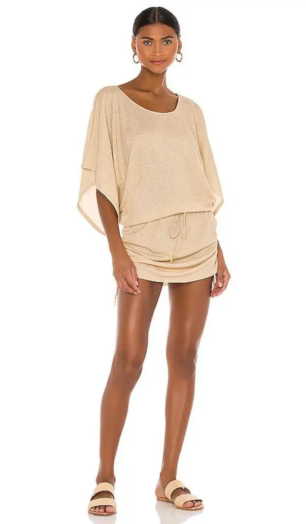 Luli Fama Cosita Buena South Beach Dress In Beige - Gold Rush
