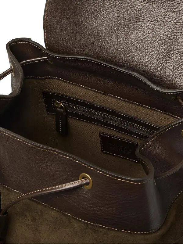 Anderson'S Textured Leather-Trimmed Suede Backpack In Green - 30% Off |  Editorialist