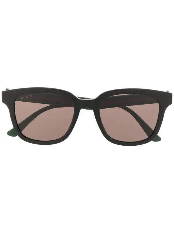 Gucci Web Detail Rectangular-frame Sunglasses - Black