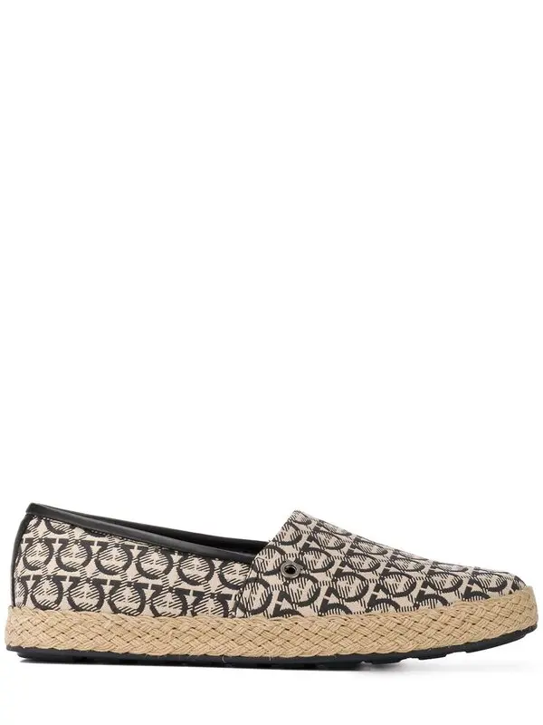 FERRAGAMO Gancini Print Loafers