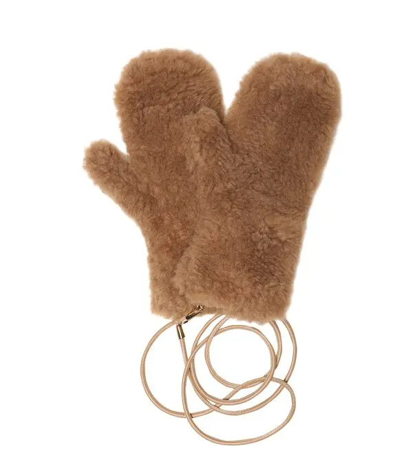 Max Mara Ombrato Camel Hair And Silk Mittens - Brown
