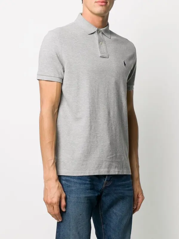 Polo Ralph Lauren Logo Embroidered Polo Shirt - Grey